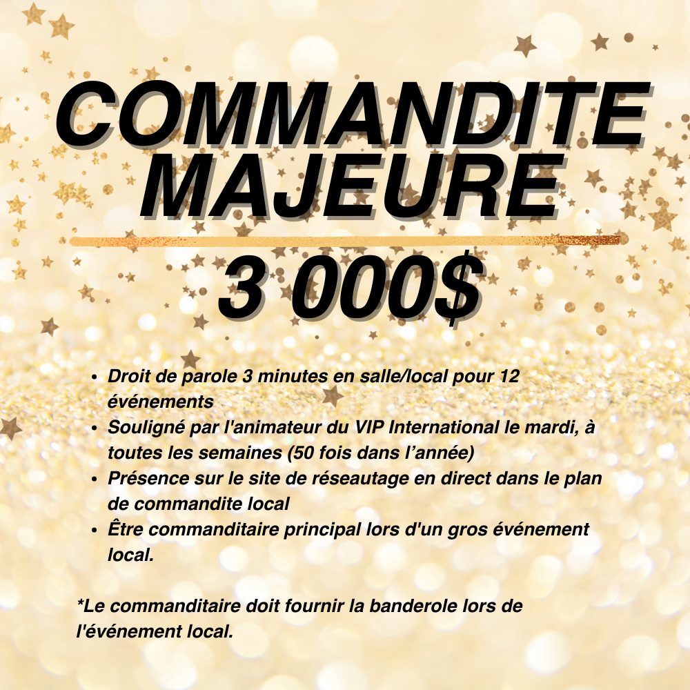 COMMANDITE MAJEUR - Réseautage en direct